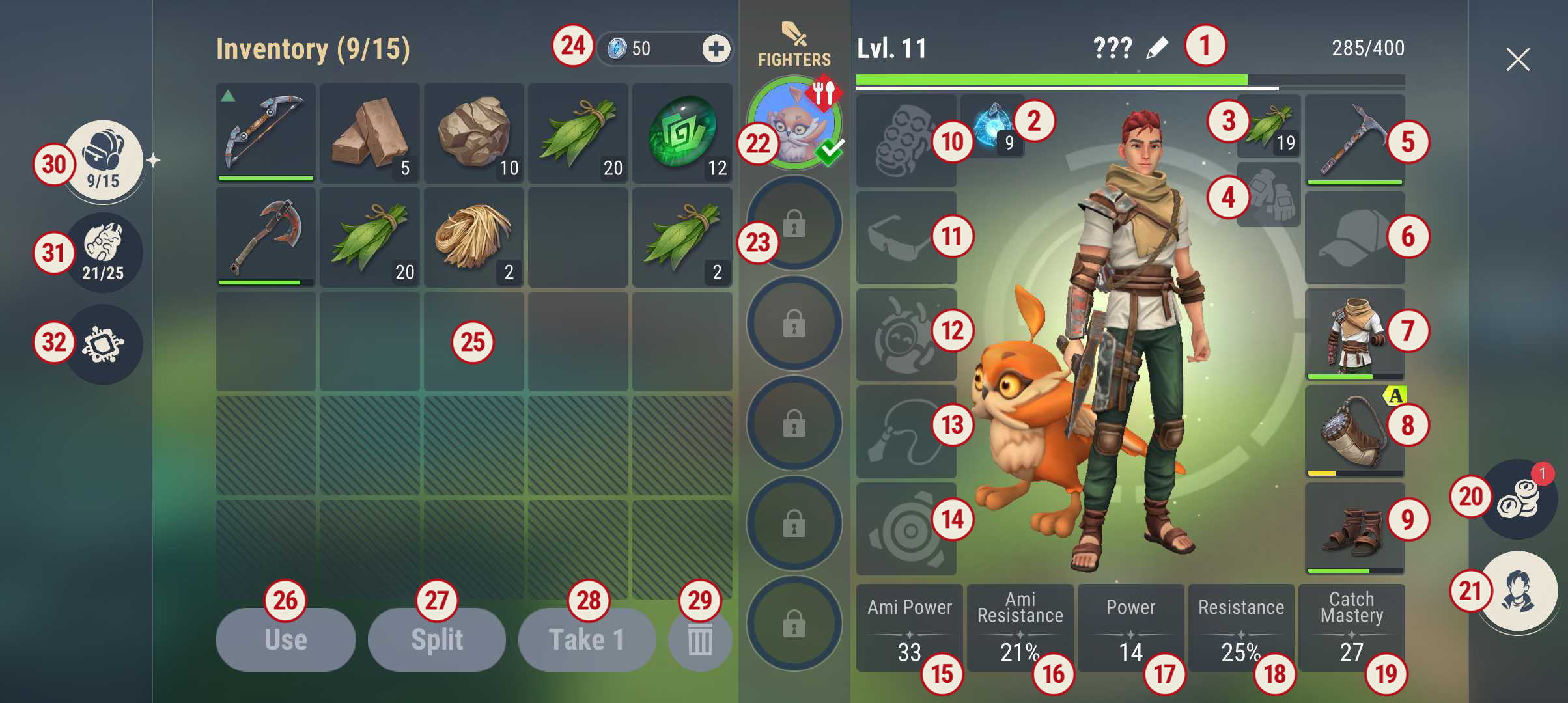 UI — Character Window – Amikin Survival